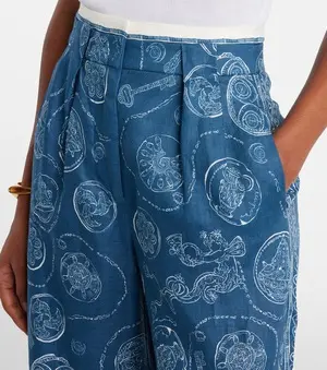 ALEMAIS Alémais Lucky Printed Linen Wide-leg Pants