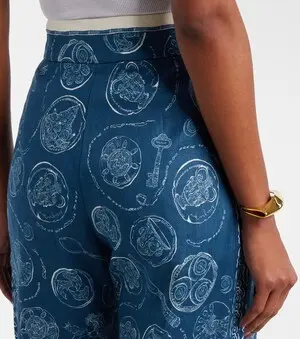 ALEMAIS Alémais Lucky Printed Linen Wide-leg Pants
