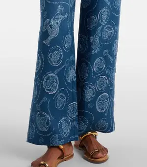 ALEMAIS Alémais Lucky Printed Linen Wide-leg Pants