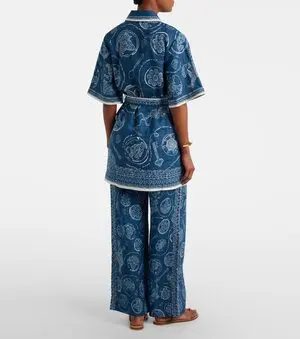 ALEMAIS Alémais Lucky Printed Linen Wide-leg Pants