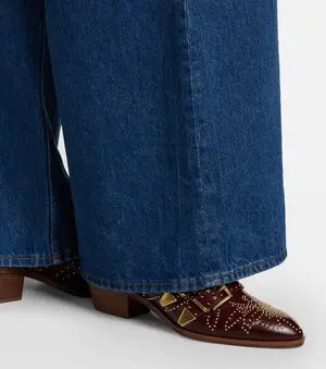 Chloé Susan Studded Leather Mules - Brown