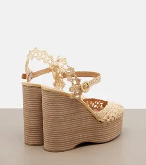 AQUAZZURA Bossa Nova Raffia Wedge Sandals