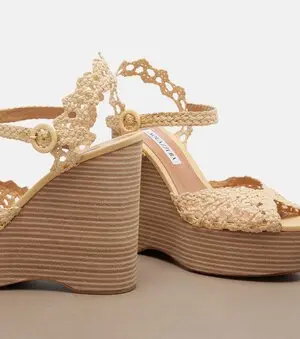 AQUAZZURA Bossa Nova Raffia Wedge Sandals