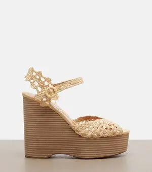 AQUAZZURA Bossa Nova Raffia Wedge Sandals