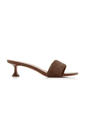Amina Muaddi Andreea Raffia Sandals - Brown