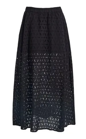 FAVORITE DAUGHTER Cotton Midi Skirt With Cutouts - Black