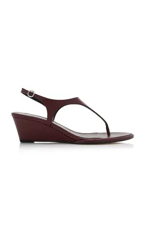 AeydĒ Roose Leather Wedge Sandals - Red