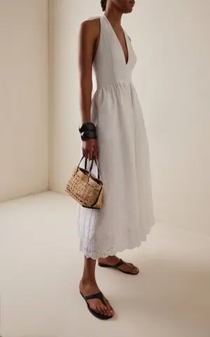 Staud Grazia" Linen Midi Halter Dress