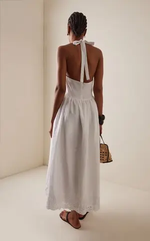 Staud Grazia" Linen Midi Halter Dress
