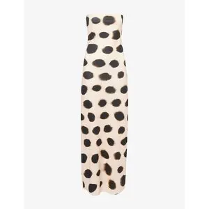 RAT AND BOA Printed Strapless Woven Midi Dress