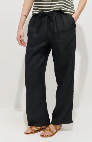 ALEX MILL Hudson Linen Drawstring Pants - Black