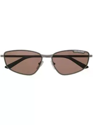 Balenciaga Engraved-logo Biker-style Sunglasses - Silver