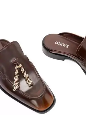 Loewe Chain-embellished Mule Loafers - Brown