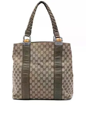 Gucci Large Gg Canvas Bamboo Libeccio Tote