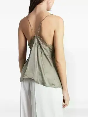 IRO PARIS Lace-trim Silk Top
