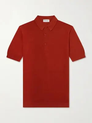 John Smedley Roth Sea Island Cotton Polo Shirt - Red