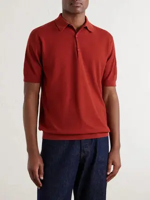 John Smedley Roth Sea Island Cotton Polo Shirt - Red