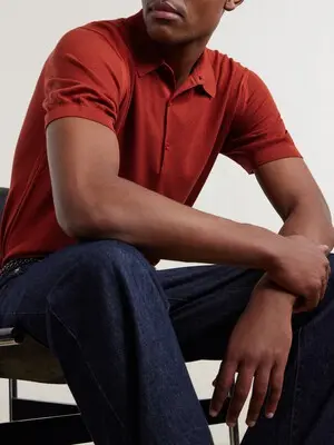 John Smedley Roth Sea Island Cotton Polo Shirt - Red