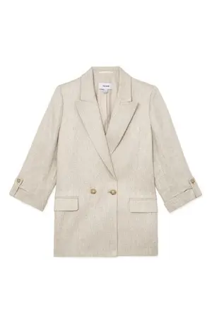 REISS Double-breasted Linen-blend Blazer