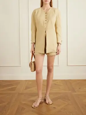 Le Kasha Ezbet" High-rise Tailored Linen Shorts