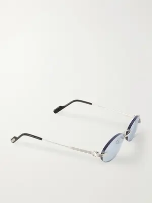 Cartier Oval Frame Rimless Sunglasses - Silver