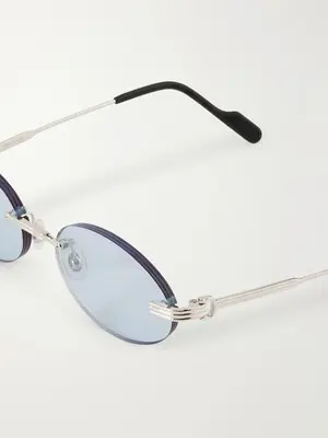 Cartier Oval Frame Rimless Sunglasses - Silver