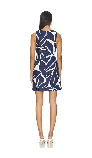 CALA DE LA CRUZ Printed Linen Dress - Calabria Azul