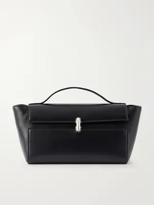 Savette Symmetry Trapeze Leather Tote - Black