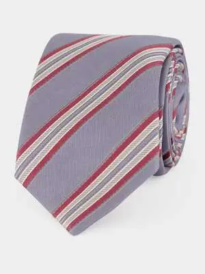 Brunello Cucinelli Medium Striped Silk Tie - Grey