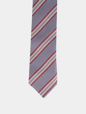 Brunello Cucinelli Medium Striped Silk Tie - Grey