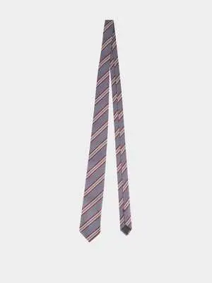 Brunello Cucinelli Medium Striped Silk Tie - Grey