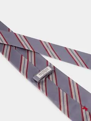 Brunello Cucinelli Medium Striped Silk Tie - Grey
