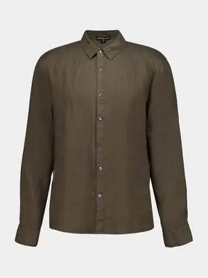 JAMES PERSE Army Classic Linen Shirt - Green