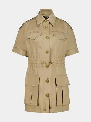 Balmain Buttoned Mini Dress - Beige