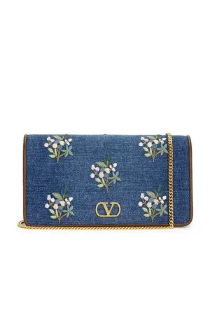Valentino Garavani V Logo Signature Mini Bag - Denim, Multicolor, & Tabac Brown