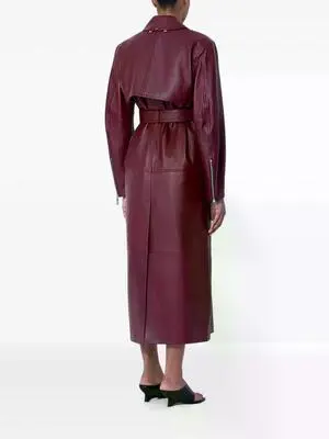 Sportmax Belted Leather Coat - Red