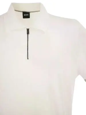 BOSS Half-zip Striped-trim Polo Shirt - Neutrals
