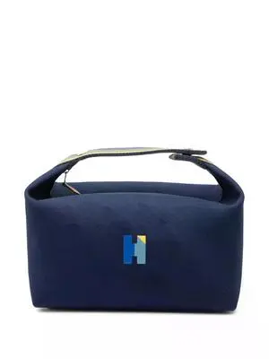 Hermès Large Toile Bride A Brac H Pavillon Case Vanity Bag - Blue