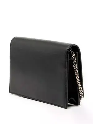 Saint Laurent Calfskin Cloud Star Applique Monogram Kate Tassel Wallet On Chain - Black