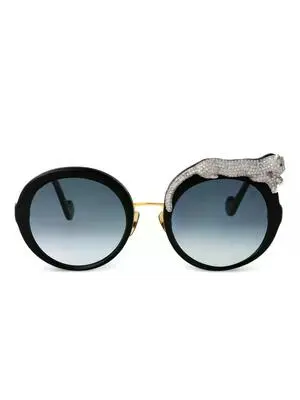 Anna-Karin Karlsson Crystal-embellished Round Sunglasses - Black
