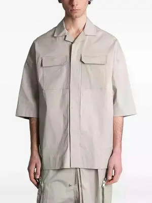 Rick Owens Magnum Tommy Chest-pockets Cotton Shirt Neutrals