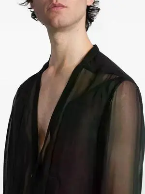 Rick Owens Larry Fogpocket Sheer-finish V-neck Silk Shirt - Black