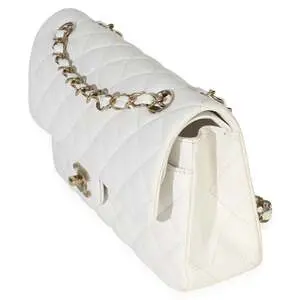 Chanel Quilted Caviar Classic Double Flap Bag - White