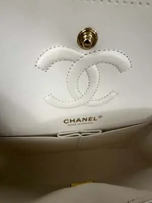 Chanel Quilted Caviar Classic Double Flap Bag - White