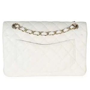 Chanel Quilted Caviar Classic Double Flap Bag - White