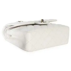 Chanel Quilted Caviar Classic Double Flap Bag - White