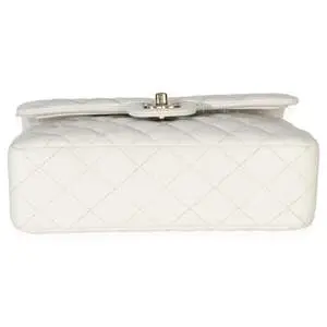 Chanel Quilted Caviar Classic Double Flap Bag - White