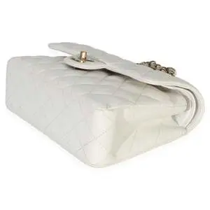 Chanel Quilted Caviar Classic Double Flap Bag - White
