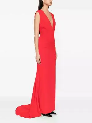 Solace London Althea Plunging V-neck Maxi Dress - Red