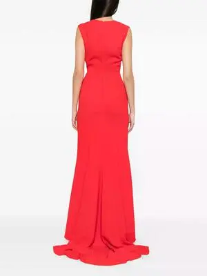 Solace London Althea Plunging V-neck Maxi Dress - Red